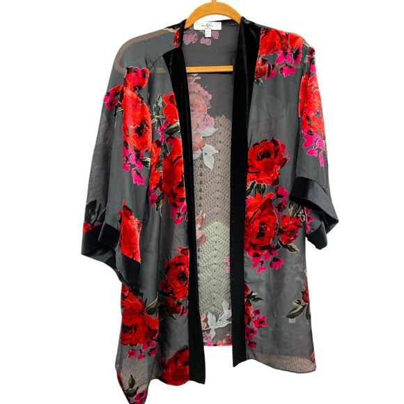 Moa Moa | Tops | Vintage X 9s Moa Moa Womens Sexy Sheer Floral Velvet ...